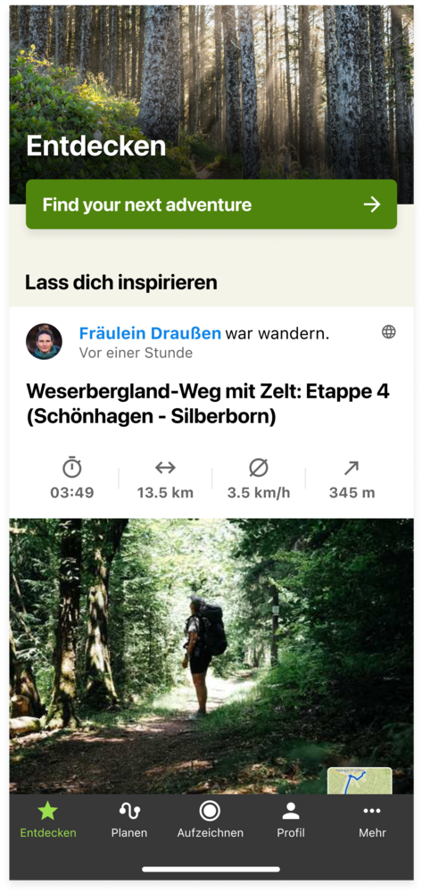 Media kit: Discover Features - DE Komoot App Screenshots | Komoot Newsroom