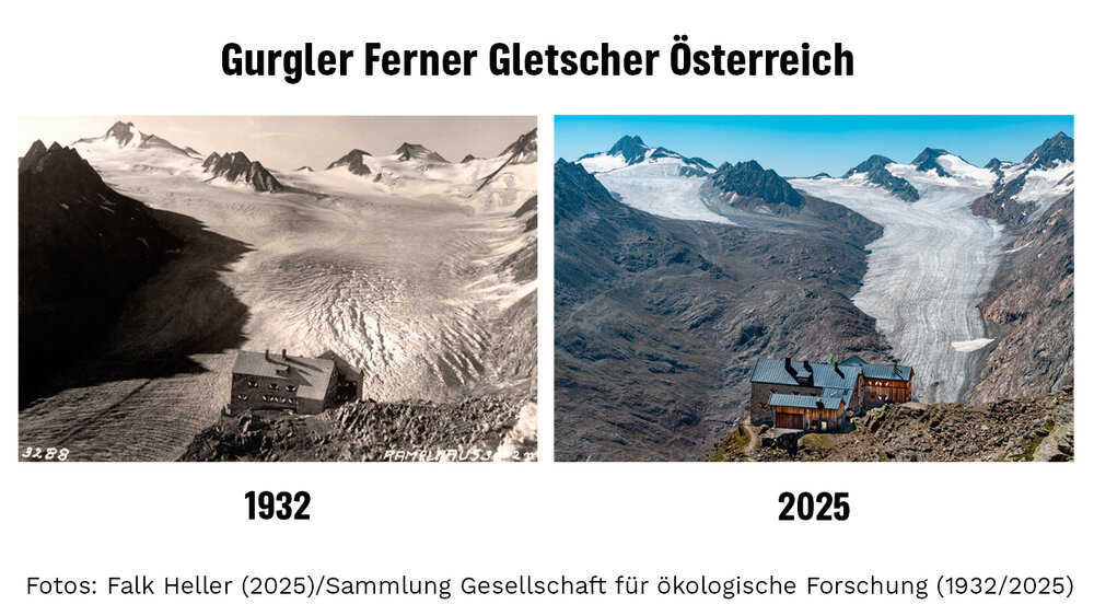 Neue Fotos zeigen das Ausmaß der Gletscher-Schmelze in den europäischen ...